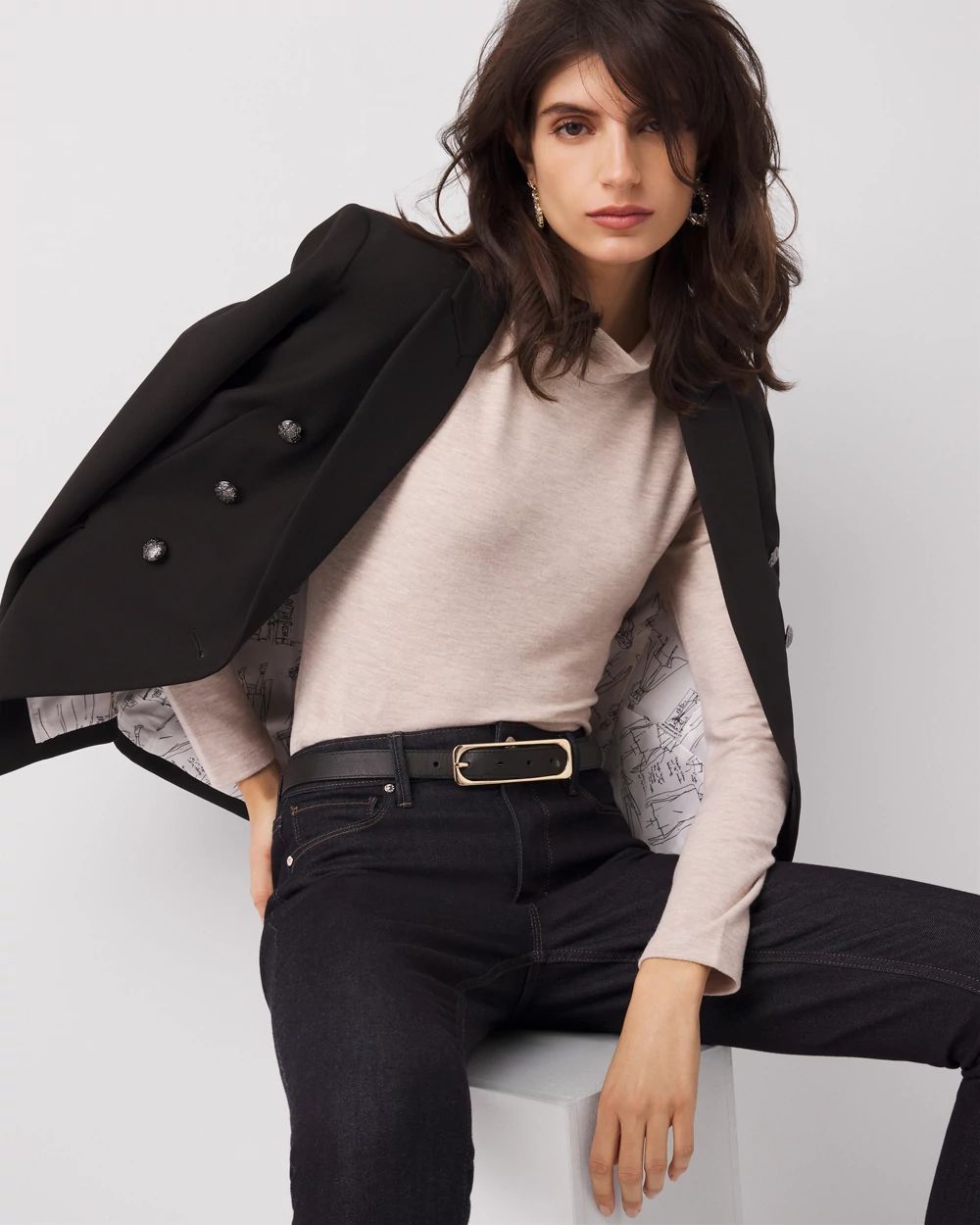 Puff Sleeve Mock Neck Snit | White House Black Market